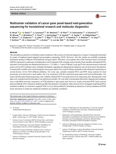 Pdf Multicenter Validation Of Cancer Gene Panel Based Next Generation