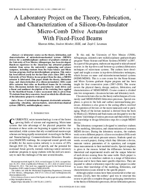 Pdf A Laboratory Project On The Theory Fabrication And Characterization Of A Silicon On