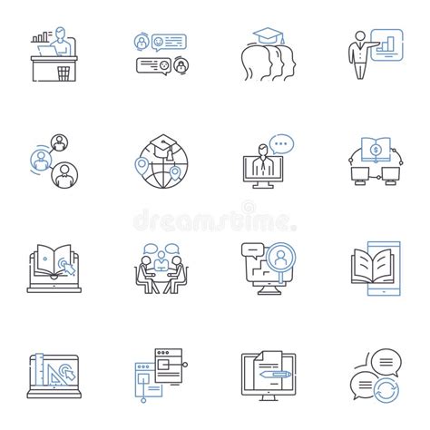 Internet Based Instruction Line Icons Collection E Learning Webinars