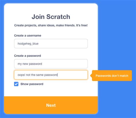 Confirming Password Repeat Password When Creating An Account Discuss