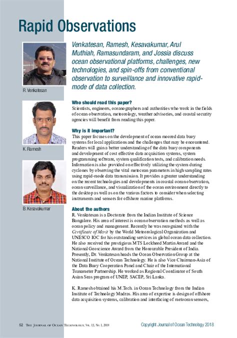 Pdf Coastal Observation By Moored Buoy System In Indian Region