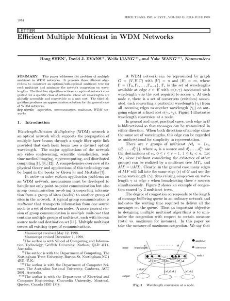 Pdf Efficient Multiple Multicast In Wdm Networks