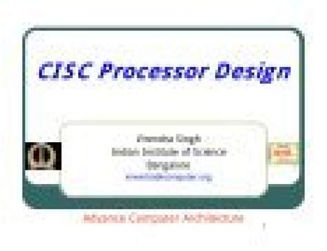 Cisc Processor Design Serc Indian Institute Of Science