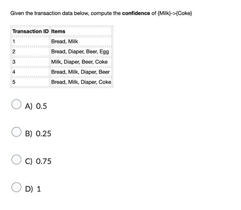 Solved Given The Transaction Data Below Compute The
