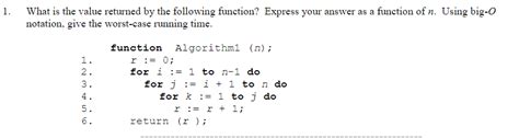 Solved 1 What Is The Value Returned By The Following
