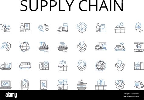 Supply Chain Line Icons Collection Value Stream Logistics Nerk