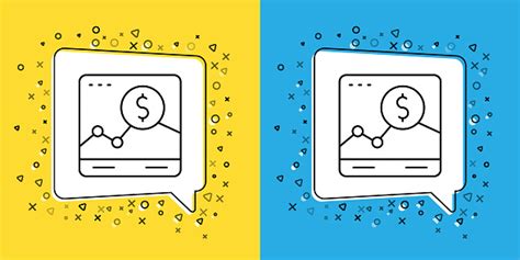 노란색과 파란색 배경에 고립 된 주식 시장 성장 그래프와 돈 아이콘과 라인 웹 사이트를 설정합니다 화면에 스톡 차트 화살표로 모니터링합니다 벡터 0명에 대한 스톡 벡터 아트