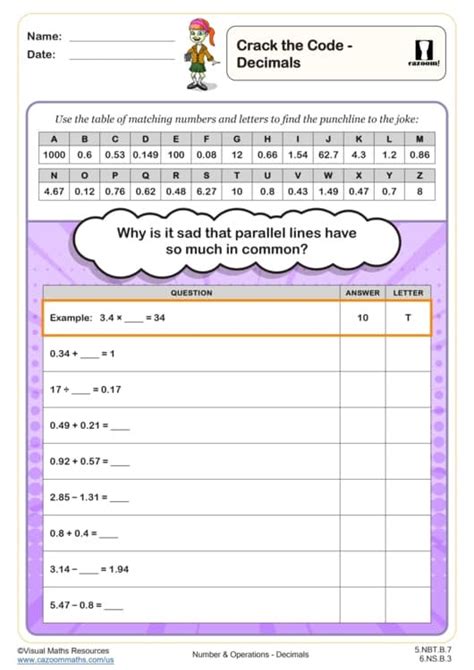 Decimal Practice Sheets Fun 6th Grade Math Ccss Aligned Worksheets