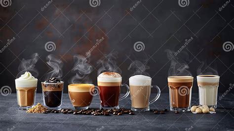 Assortment Of Coffee Drinks Stock Illustration Illustration Of