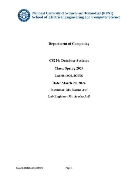 lab 08 database systems pdf my sql databases