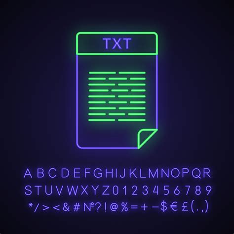 Txt File Neon Light Icon Text File Format Unformatted Text Document Glowing Sign With