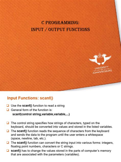 Lecture12 C Input Output Functions Pdf Computer Programming Computing