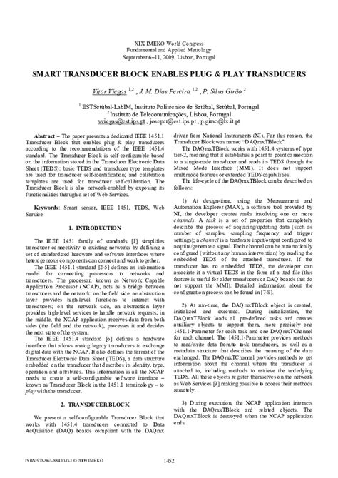 Pdf Plug And Play Smart Transducer Block Design