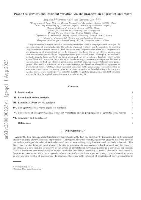 Pdf Probe The Gravitational Constant Variation Via The Propagation Of