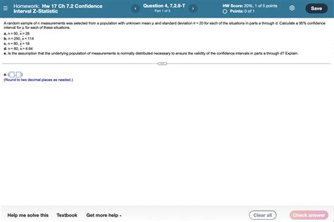 Solved Homework Hw 17 Ch 7 2 Confidence Interval