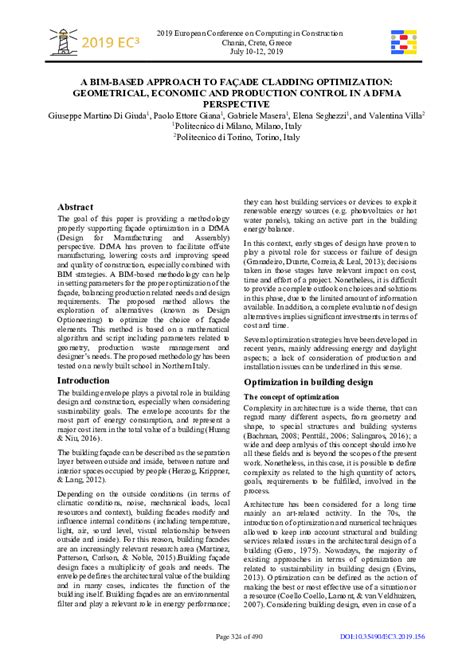 Pdf A Bim Based Approach To Façade Cladding Optimization Geometrical