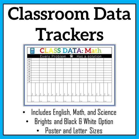 Classroom Data Tracking Posters Colorful And Black And White Data
