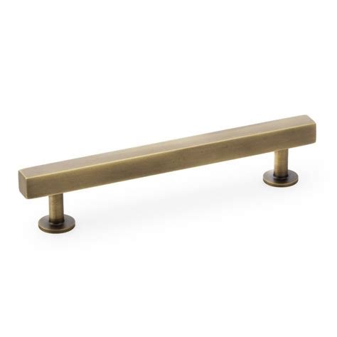 Square Cabinet Pull Handle 128mm Antique Brass Broughtons Lighting