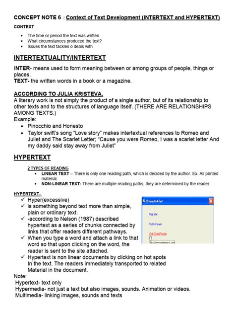 Concept Note 6 Intertext And Hypertext Pdf
