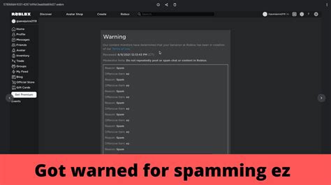 I Got Warned From Roblox For Spamming Ez Youtube