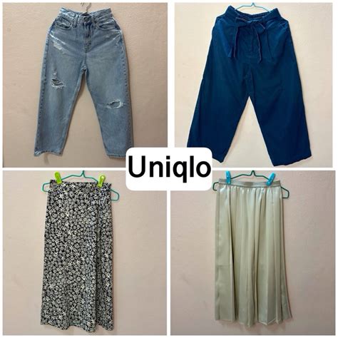 Uniqlo ยูนิโคล่ กางเกงยีนส์ กางเกงทำงาน กระโปรง กระโปรงยาว กระโปรงพรีท Size S เอว 22 23 24 26