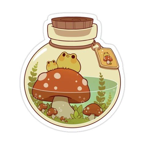 Frog And Mushroom Potion Sticker For Sale By Rihnlin Cute Animal