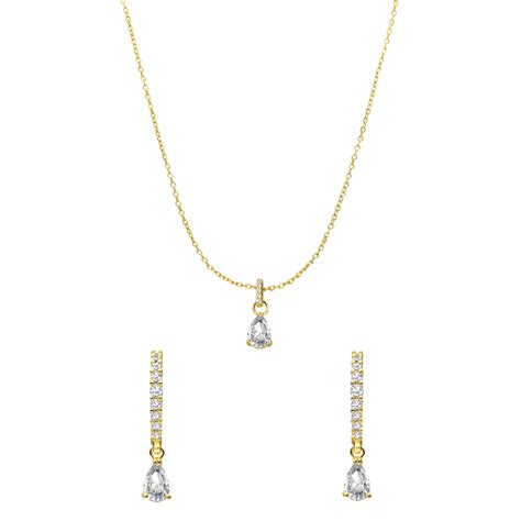 Zilveren Goldplated Sieradenset Met Zirkonia Voor Dames Lucardi Nl