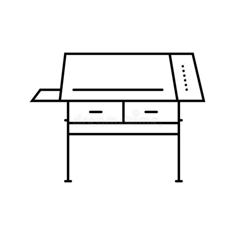 Drafting Table Architectural Drafter Line Icon Vector Illustration Stock Illustration