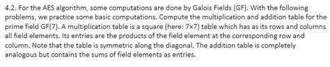 Solved 42 For The Aes Algorithm Some Computations Are
