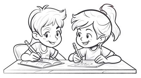 Premium Photo The Drawing Of Two Siblings In Line Style