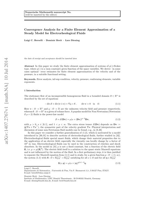 pdf convergence analysis for a finite element approximation of a