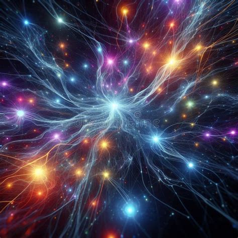 A Vast Cosmic Expanse Where Stars And Galaxies Are Replaced By Neural Networks Stock