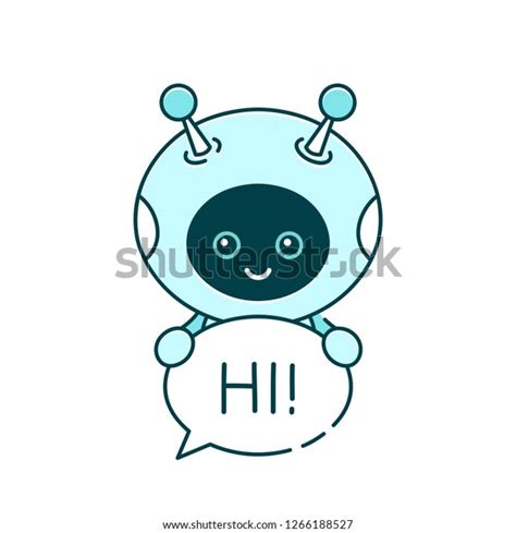 Cute Smiling Robotchat Bot Say Hivector Stock Vector Royalty Free