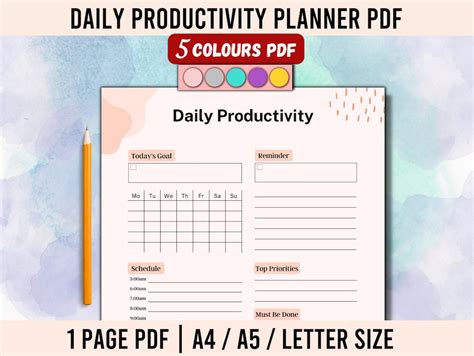 Daily Productivity Planner Daily Checklist Pdf To Do List Etsy