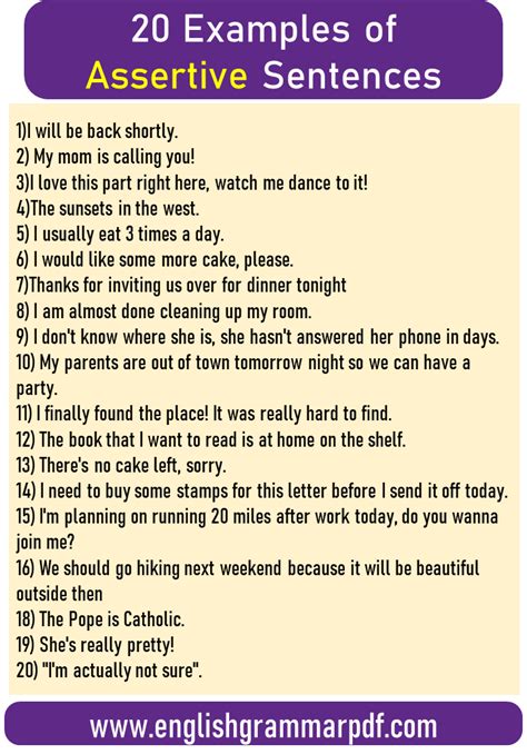 Examples Of Assertive Sentences English Grammar Pdf
