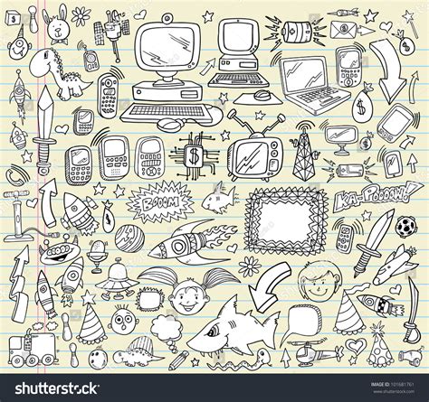 Notebook Doodle Design Elements Vector Illustration Stock Vector Royalty Free 101681761
