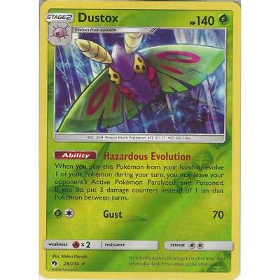 Pokemon Tcg Dustox 28 214 Rare Reverse Holo Card Sun Moon Lost Thunder