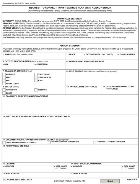 Dd Form 2851 Printable Form 2025
