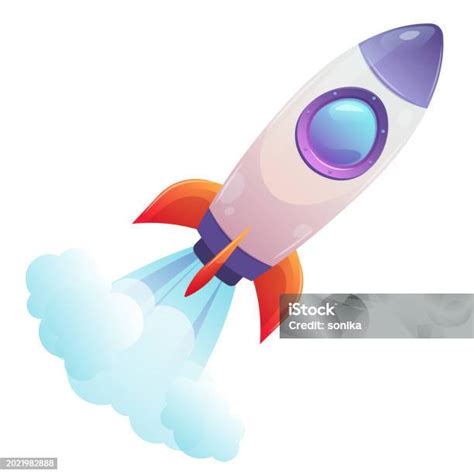 흰색 배경에 만화 로켓입니다 우주 우주 비행 은하계 모험을 주제로 한 어린이를위한 벡터 일러스트 레이 션 로켓에 대한 스톡 벡터 아트 및 기타 이미지 Istock