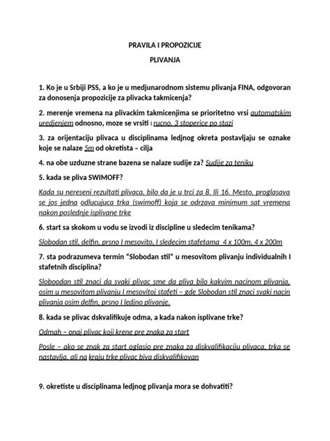 Pravila Plivanje Pdf
