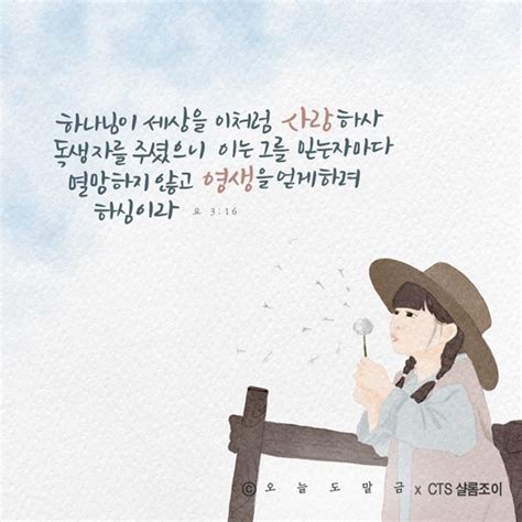 샬롬조이 [요한복음 3 16] 하나님이 세상을 이처럼 사랑하사 독생자를 주셨으니 이는 그를 믿는
