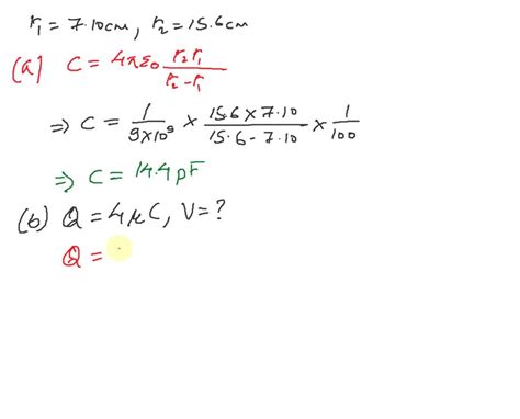 Solved An Ait Filled Spherical Capacitor Constructed With An Inner Shell Radius Of 10 Cm And