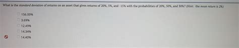 Solved What Is The Standard Deviation Of Returns On An Asset Chegg