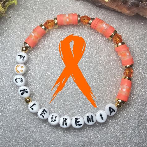 Fuck Leukemia Bracelet Beaded Word Bracelet For Women Handmade Heishi