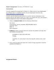 Week 6 Assignment If Then And Loops Week 6 Assignment Variables IF