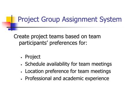 Ppt Project Group Assignment System Powerpoint Presentation Free