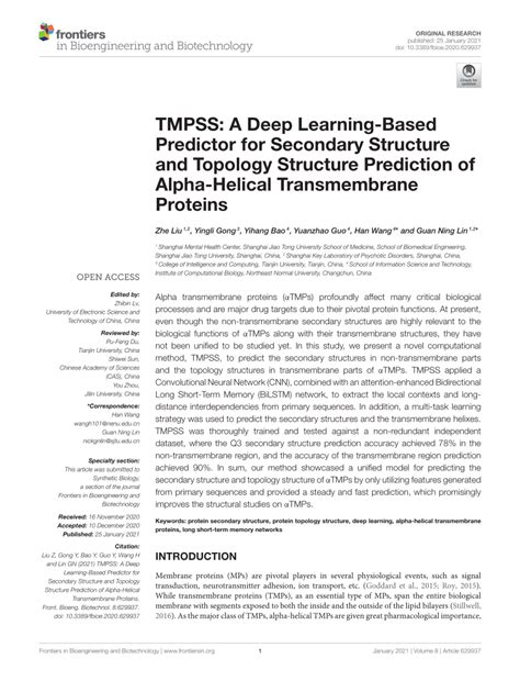 Pdf Tmpss A Deep Learning Based Predictor For Secondary Structure And Topology Structure