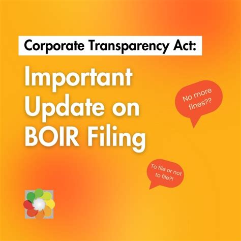 Corporate Transparency Act Important Update On Boir Filing — Creative Law Network