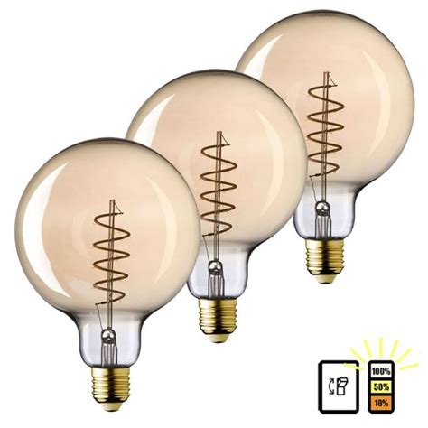 X Led Lamp E Staps Dimbaar W K Warm Wit Globe Mm Spiraal Filament