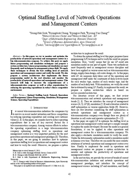 Optimal Staffing Level Of Network Operations And Management Centers
